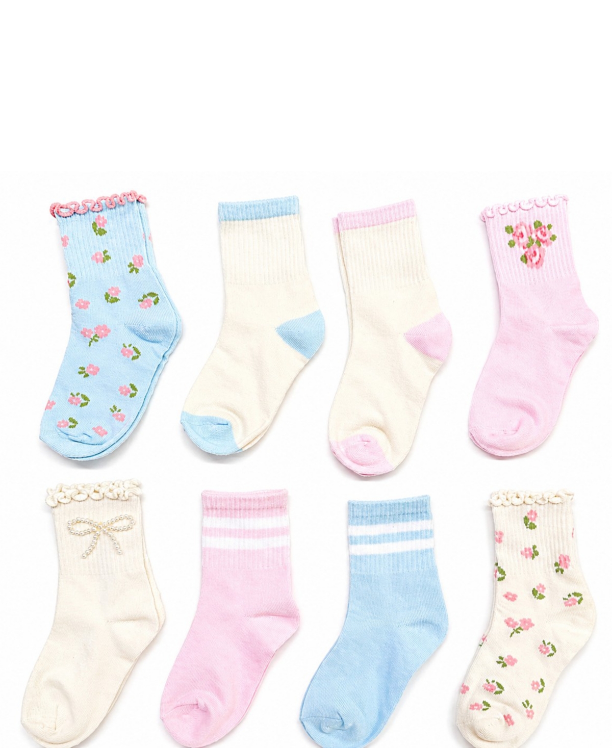 Click here for Rainbow Sugar Girls 4-8.5 Mid Crew Socks  8-Pack -... prices