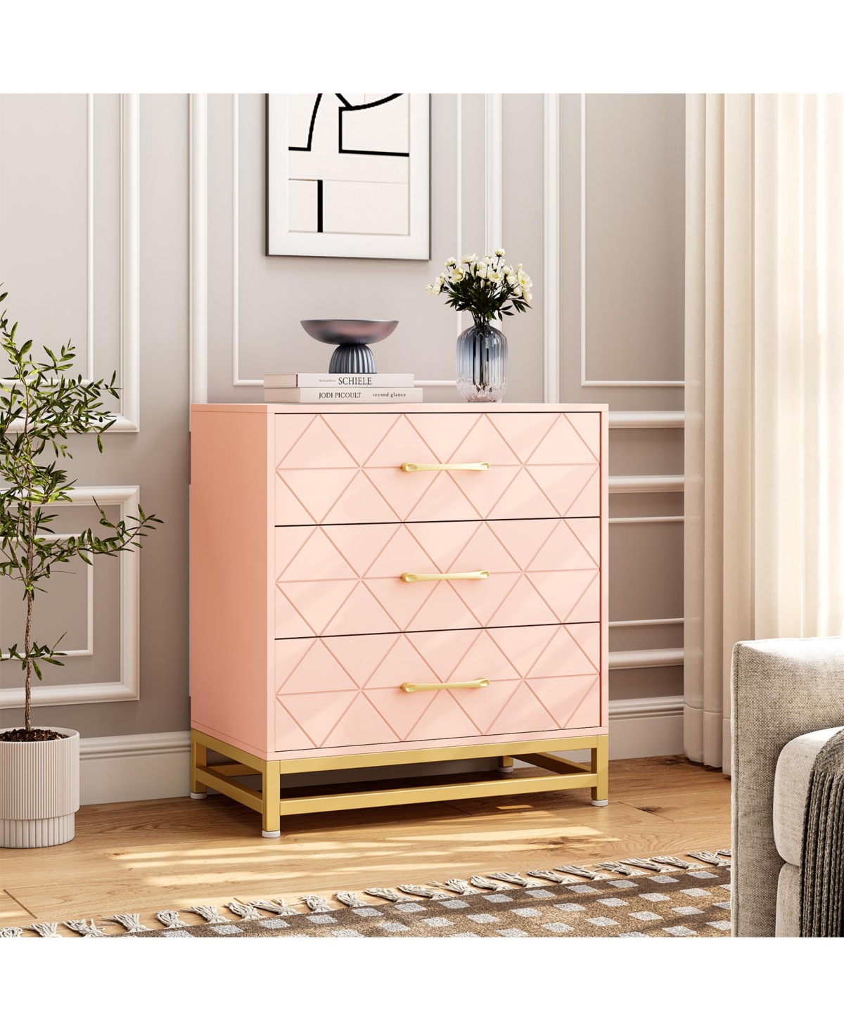 Click here for homfan Modern 3 Drawer Dresser for Bedroom - Slim... prices
