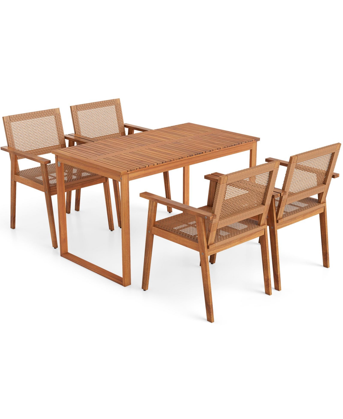Click here for Slickblue Outdoor Dining Set 5 Piece Acacia Wood T... prices