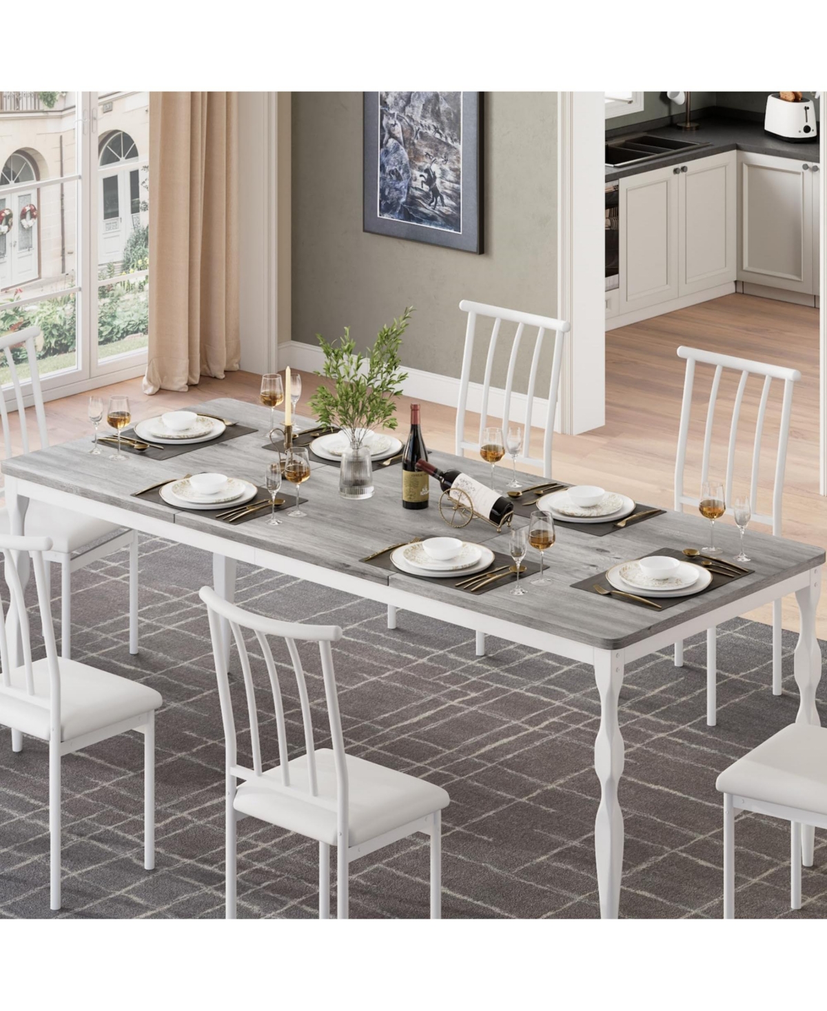 Click here for homfan Rectangular Dining Table for 6 to 8 with Me... prices