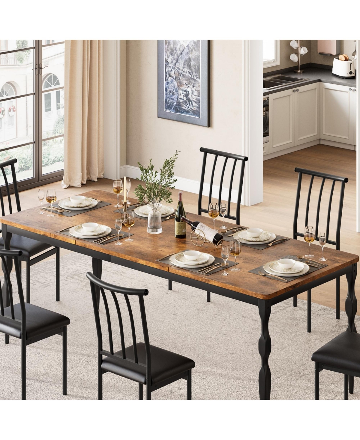 Click here for homfan Rectangular Dining Table for 6 to 8 with Me... prices