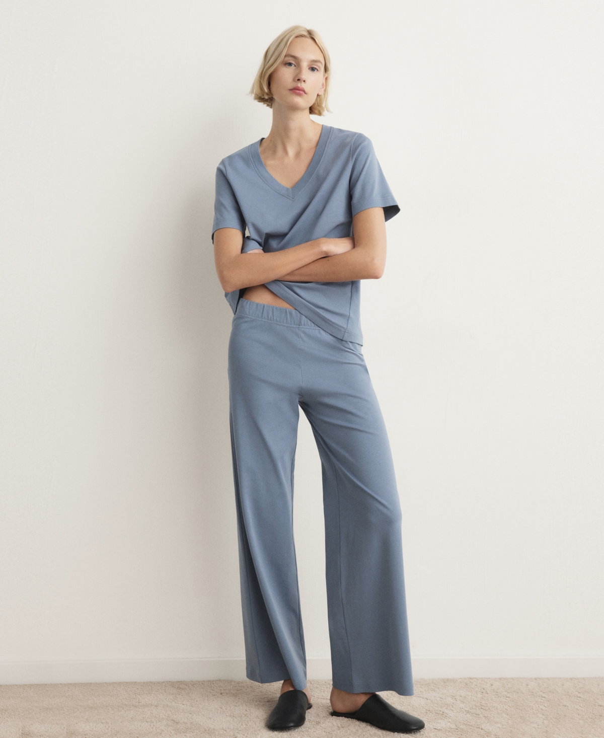 Click here for Mango Womens Long Cotton Pajama Pants - Blue prices