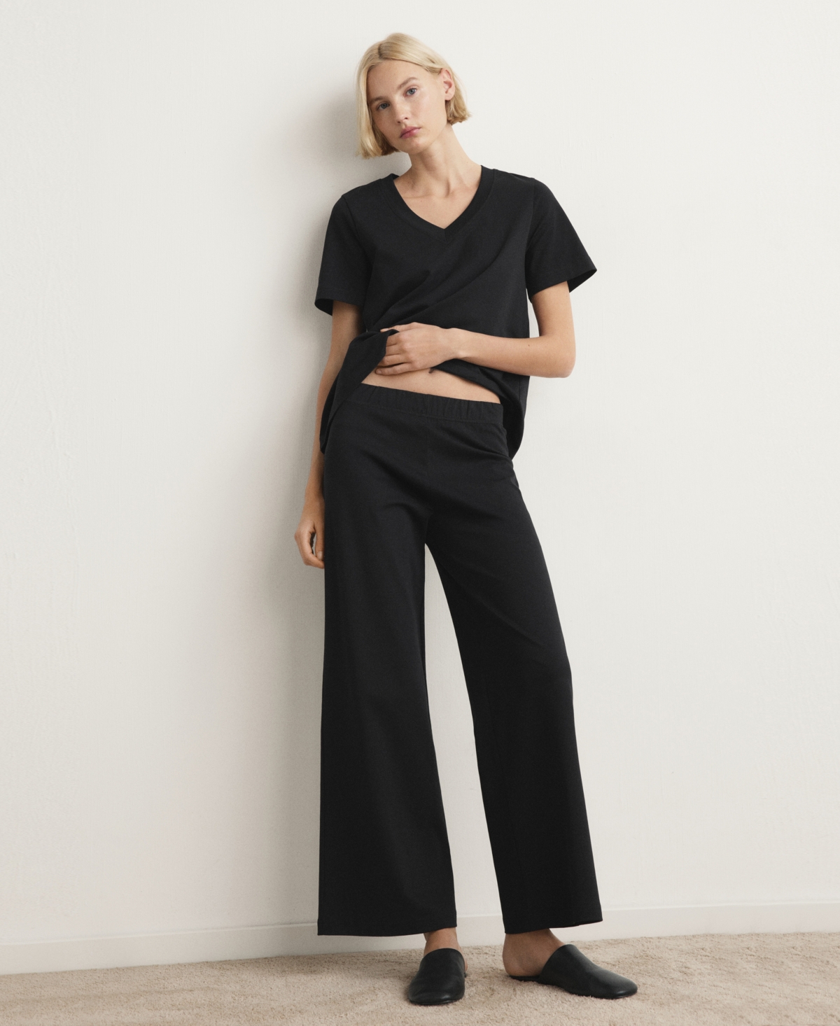 Click here for Mango Womens Long Cotton Pajama Pants - Black prices