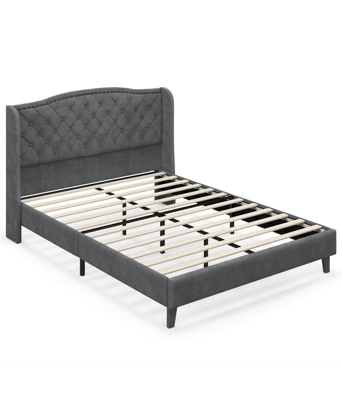 Click here for Gymax Full Upholstered Platform Bed Frame With But... prices