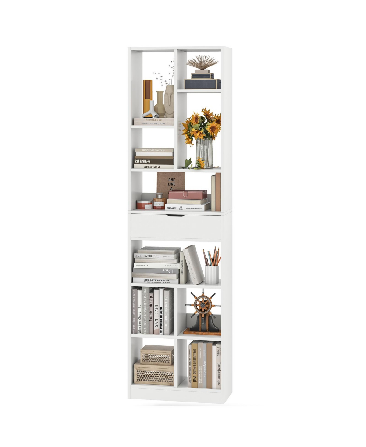 Click here for Gymax 71 Tall Bookcase with Drawer Modern Bookshel... prices