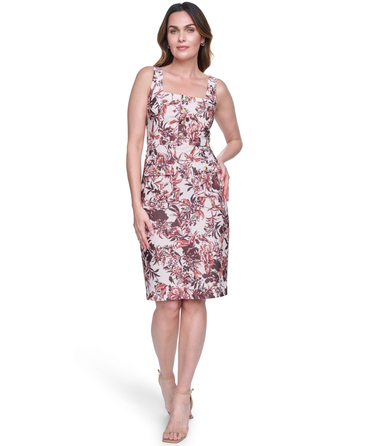 Click here for Eliza J Womens Sleeveless Square Neck Button-Down... prices