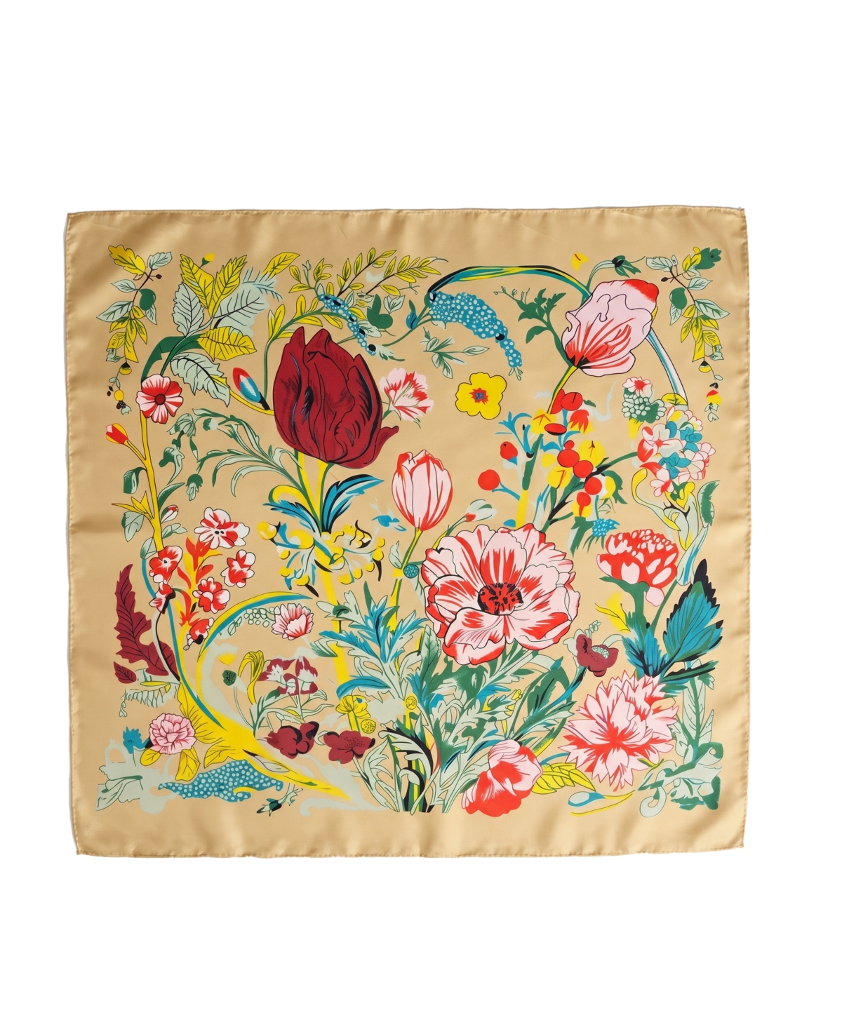 Click here for Marcus Adler Floral Satin Square Scarf - Tan prices