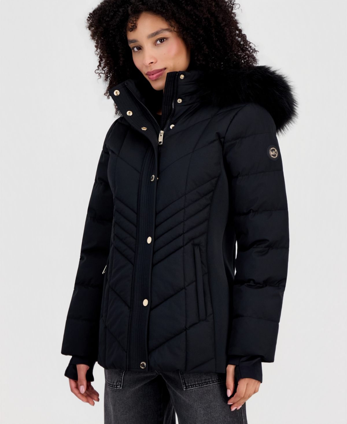 Click here for Michael Michael Kors Petite Faux-Fur-Trim Hooded P... prices