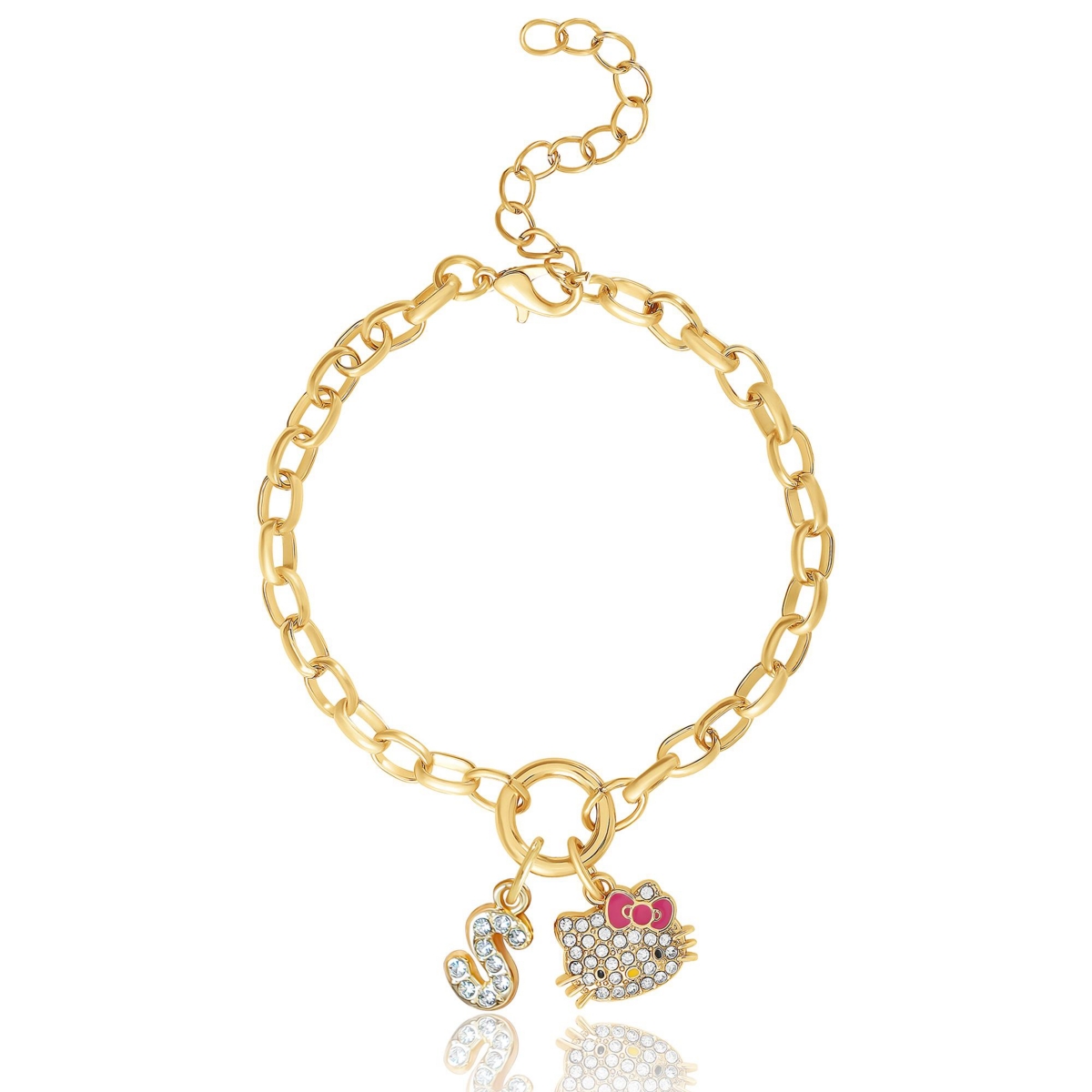 Click here for Hello Kitty Initial Crystal Charm Bracelet  Gold T... prices