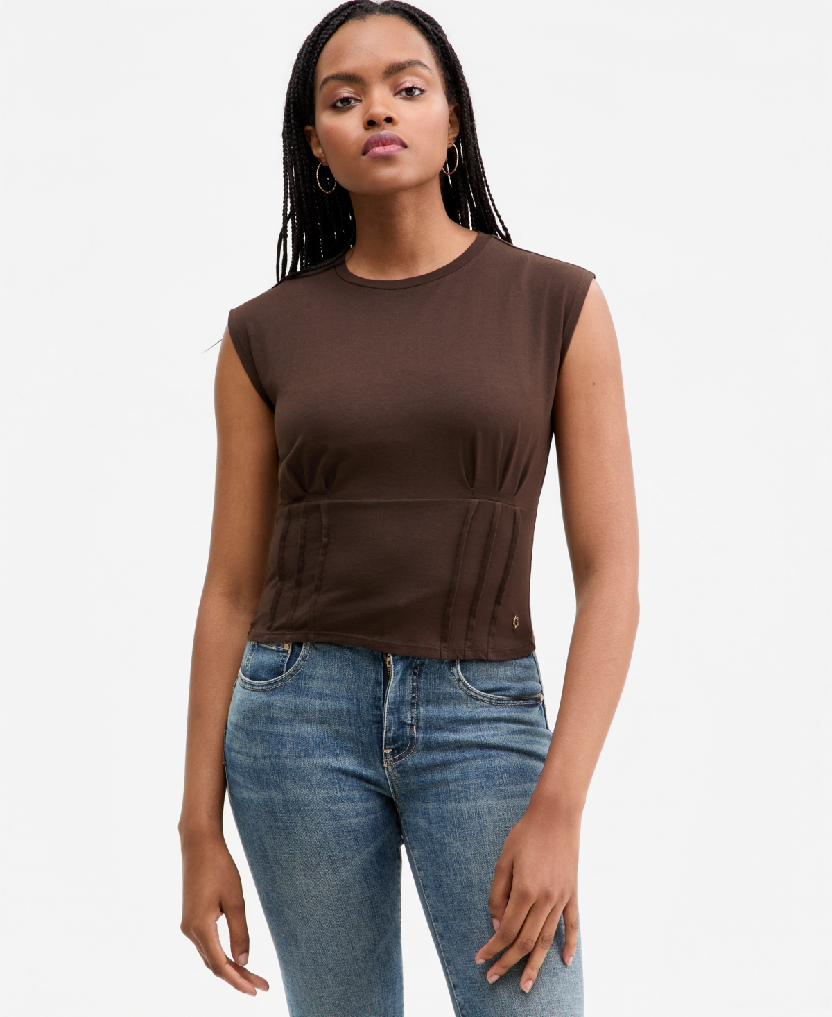 Click here for Guess Womens Karmen Cinched Sleeveless Corset Top... prices