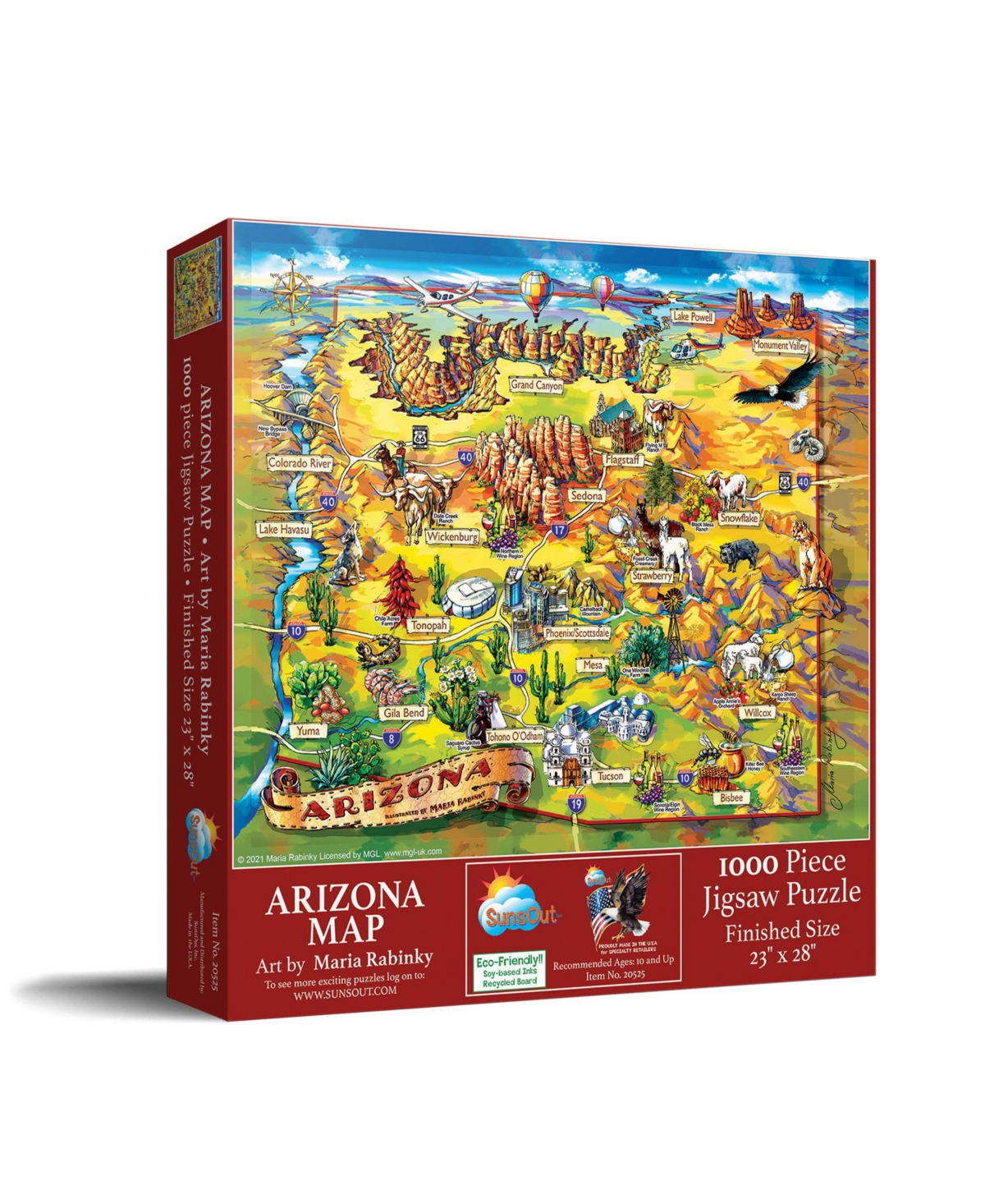 Click here for SunsOut Arizona Map 1000 piece Jigsaw Puzzle for A... prices