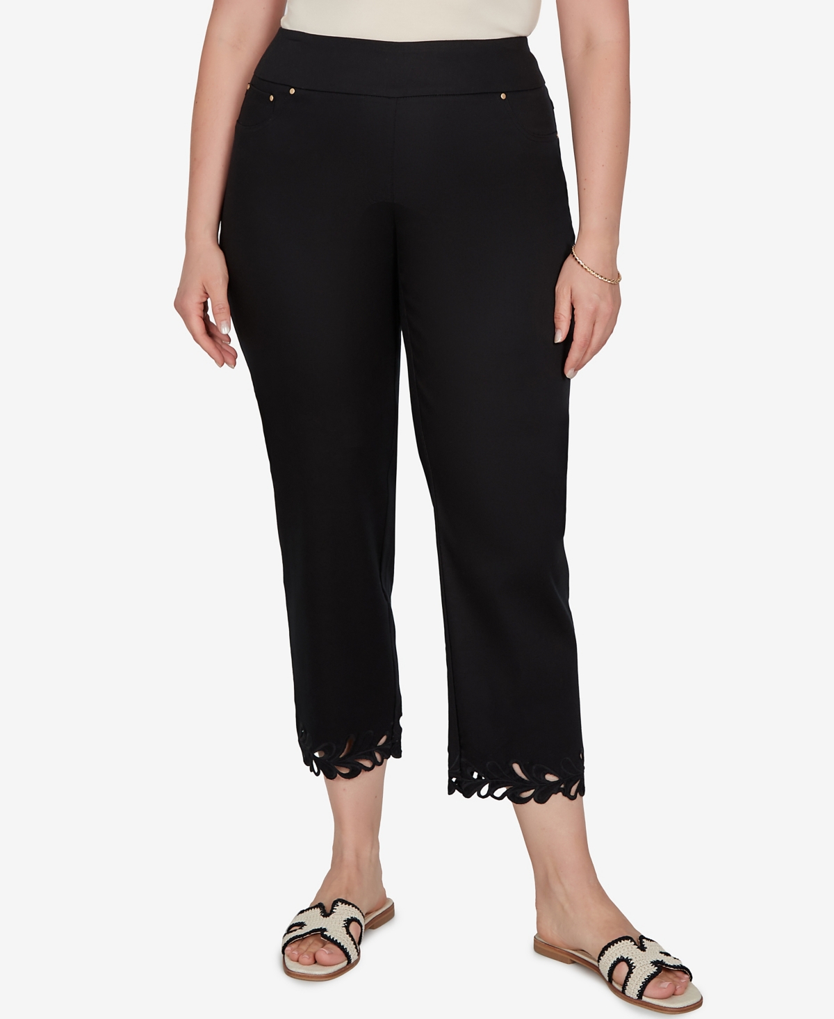Click here for Ruby Rd. Plus Size Embroidered Cutout Denim Ankle... prices