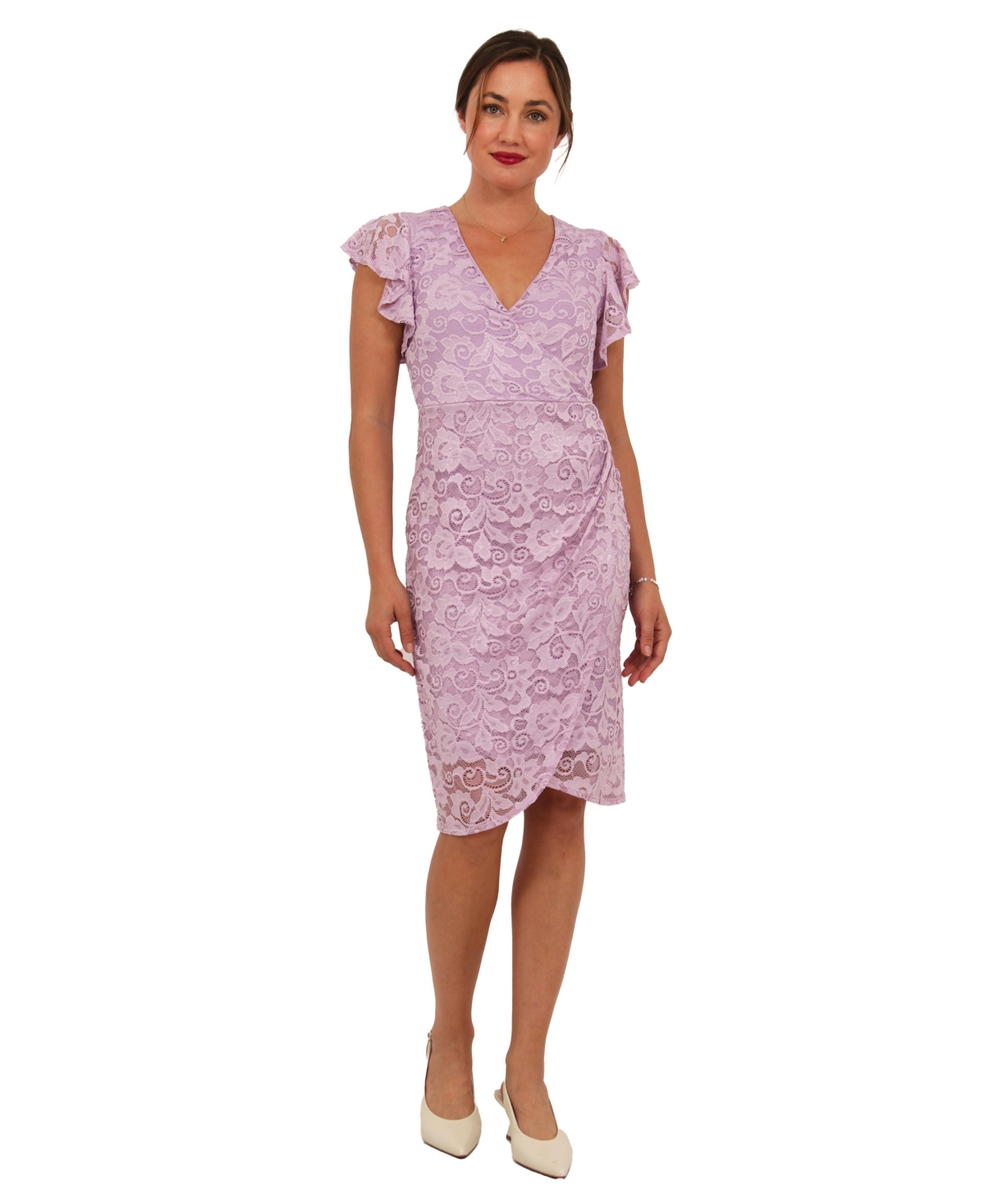 Click here for 24seven Comfort Apparel Womens Lace V-Neck Flutter... prices