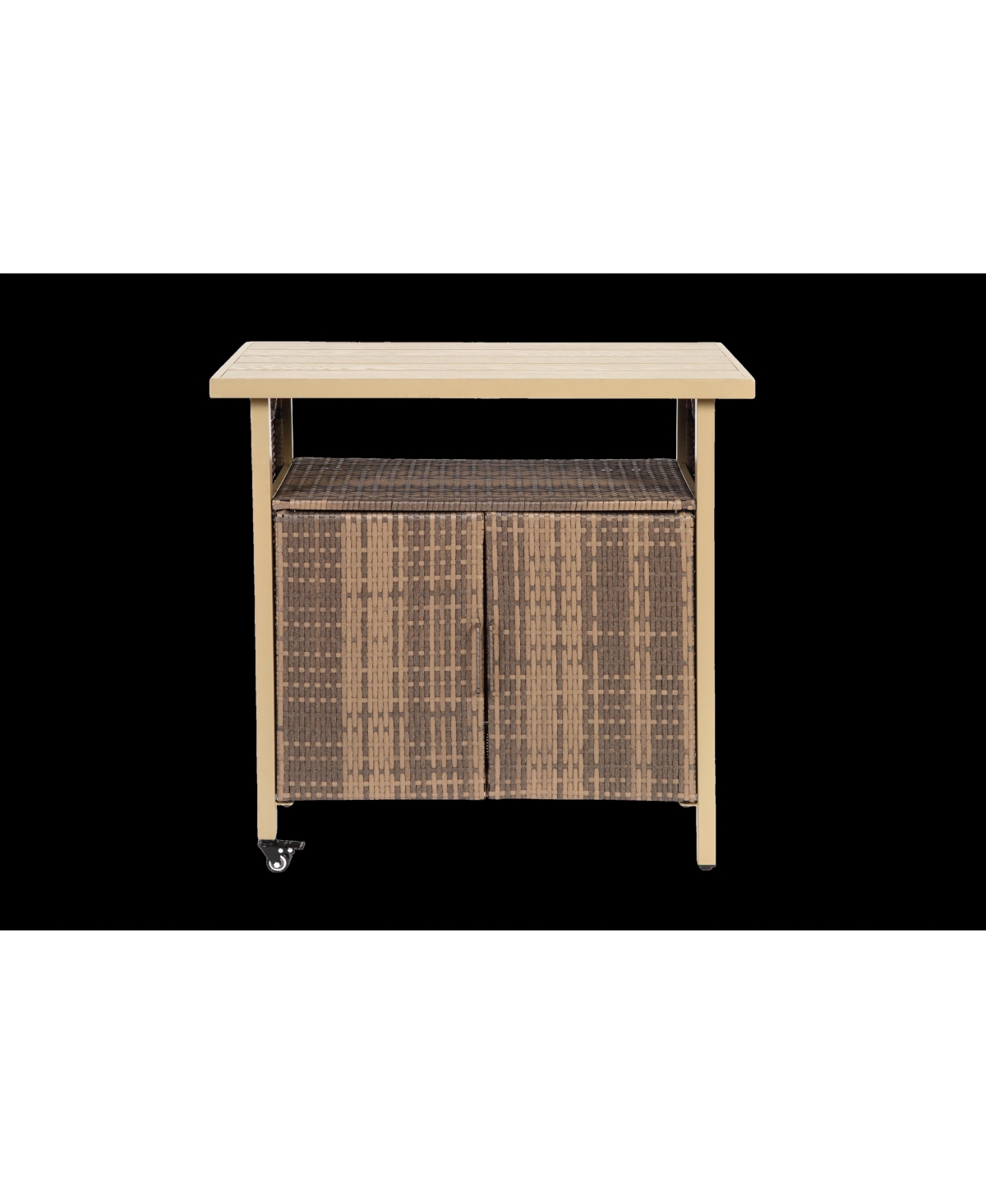 Click here for flynama Outdoor Wicker Bar Cart with Glass Top and... prices