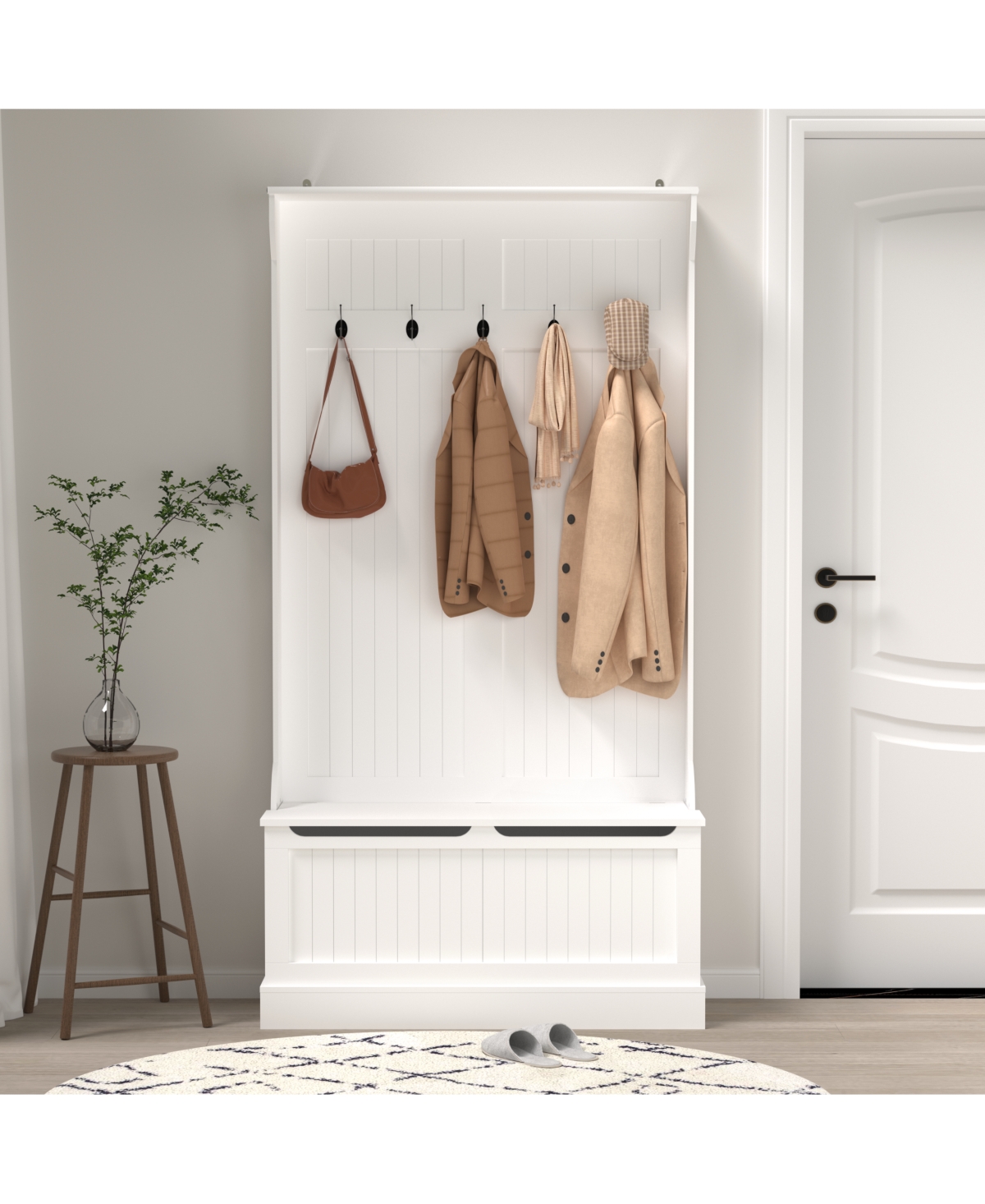 Click here for Rainsken Entryway Bench with Standing Coat Rack  H... prices