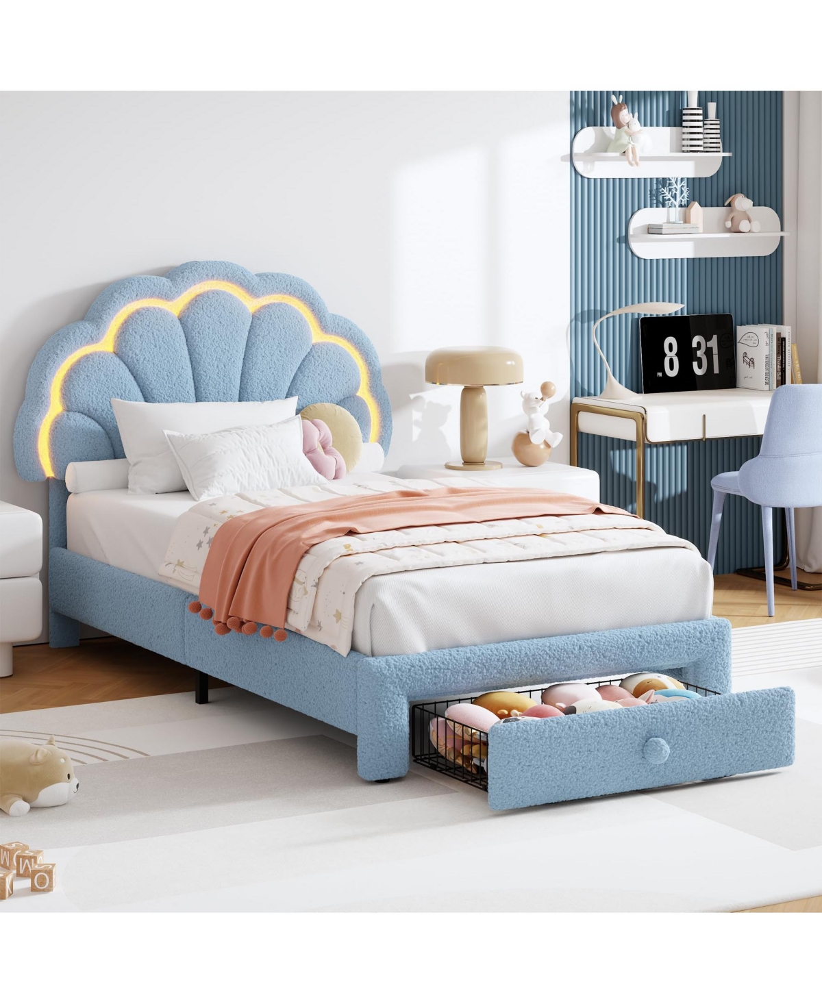 Click here for homfan Upholstered Platform Bed Frame with Led Pet... prices