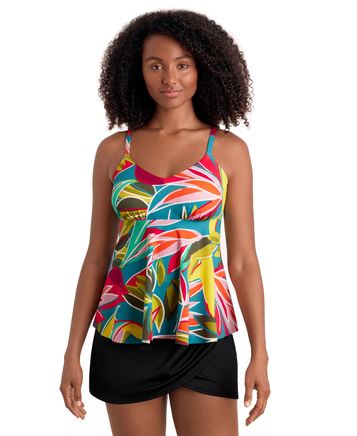 Click here for ShapeSolver Womens Printed V-Neck Tankini Top - Cu... prices