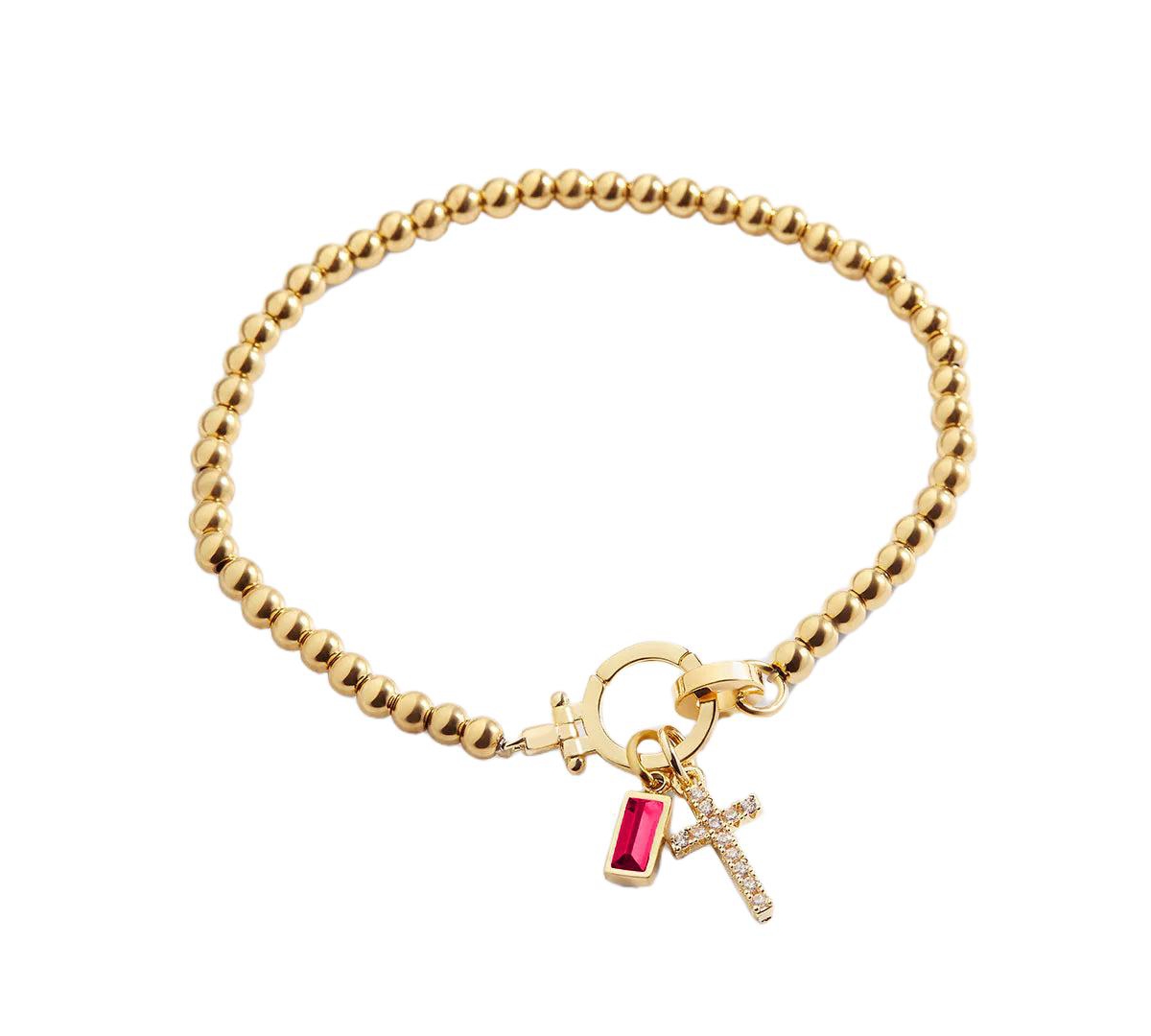 Click here for Mint & Lily Cross Charm Birthstone Bracelet - July... prices