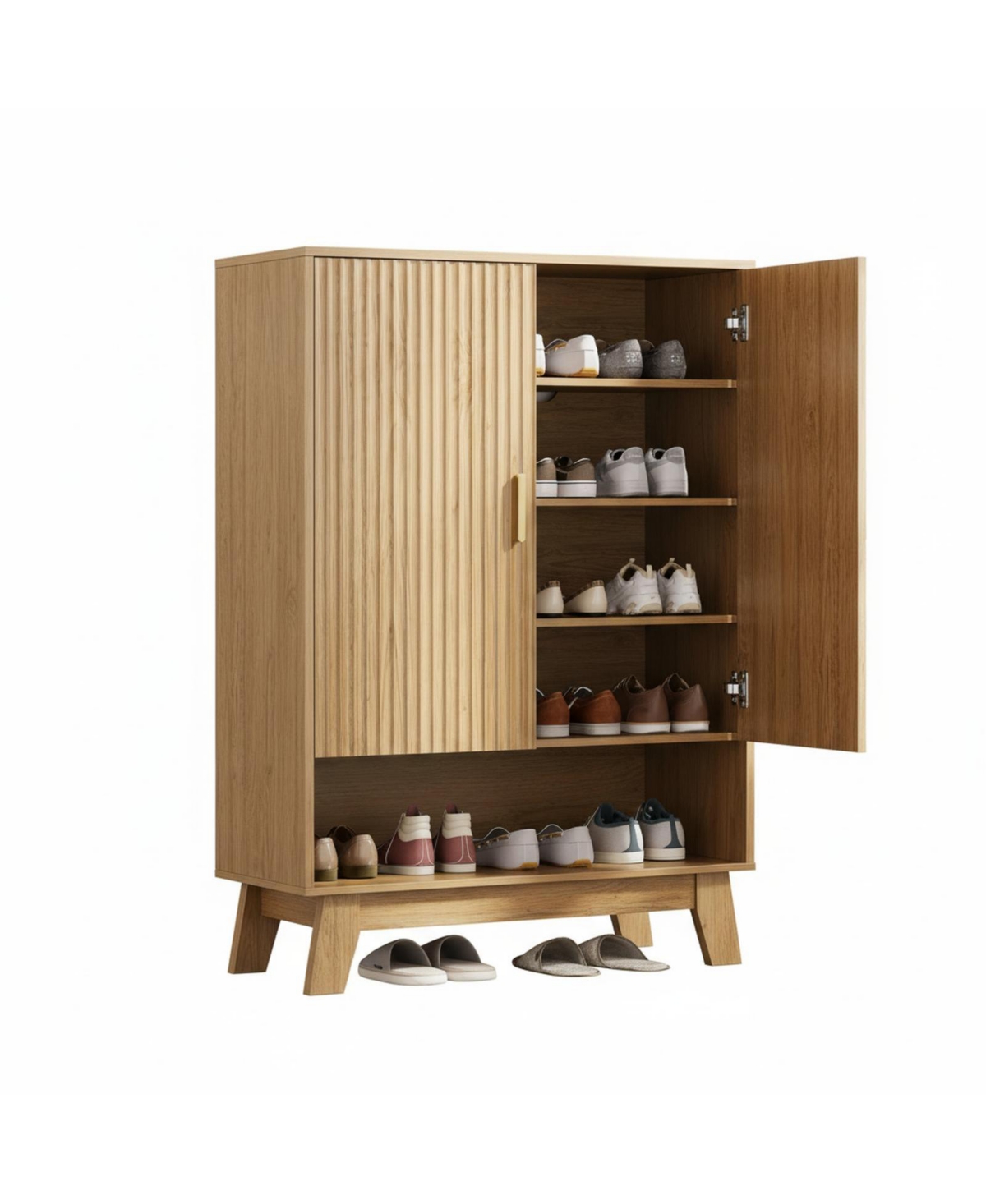 Click here for Yigii Fluted Shoe Cabinet 4 Flip Drawers Slim Entr... prices