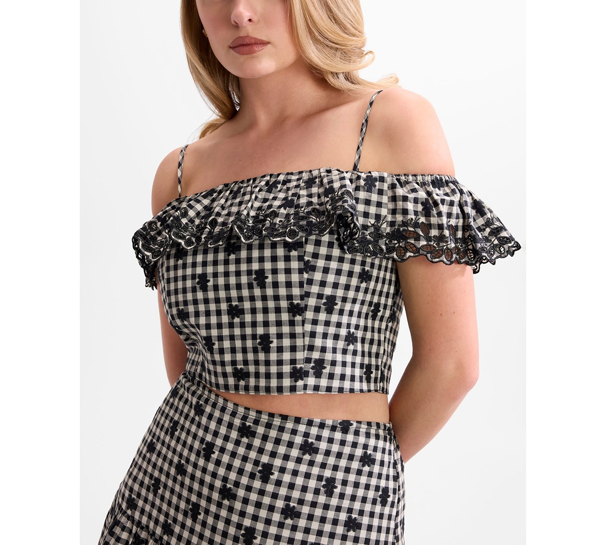 Click here for Guess Womens Marilyn Off-The-Shoulder Cotton Cropp... prices