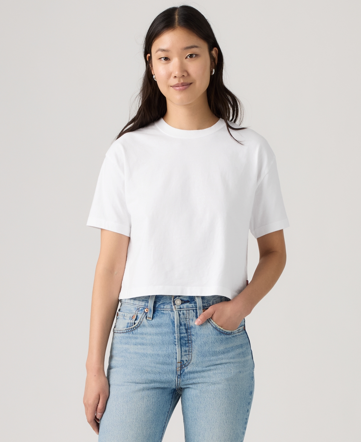 Click here for Levis Womens Crewneck Cropped T-Shirt - Bright Whi... prices