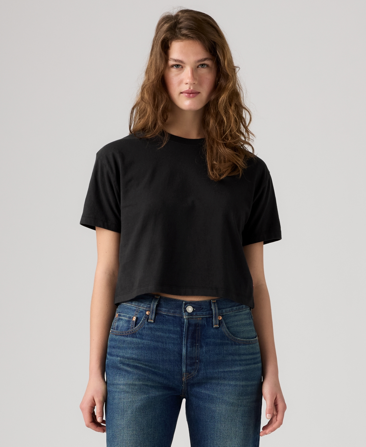 Click here for Levis Womens Crewneck Cropped T-Shirt - Anthracite prices