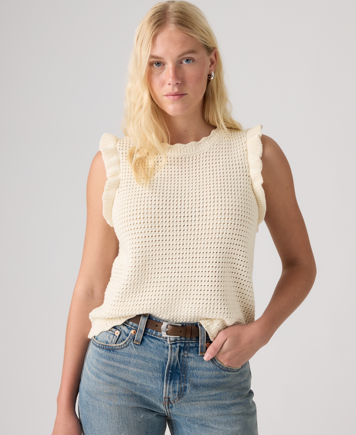 Click here for Levis Womens Lulu Crewneck Sweater Top - Egret prices