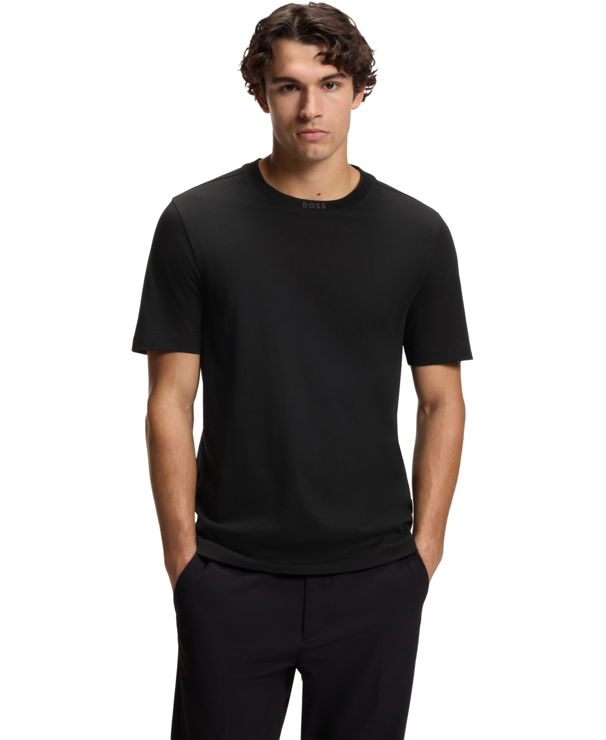 Click here for Boss by Hugo Boss Mens Contrast Stripe Cotton T-Sh... prices