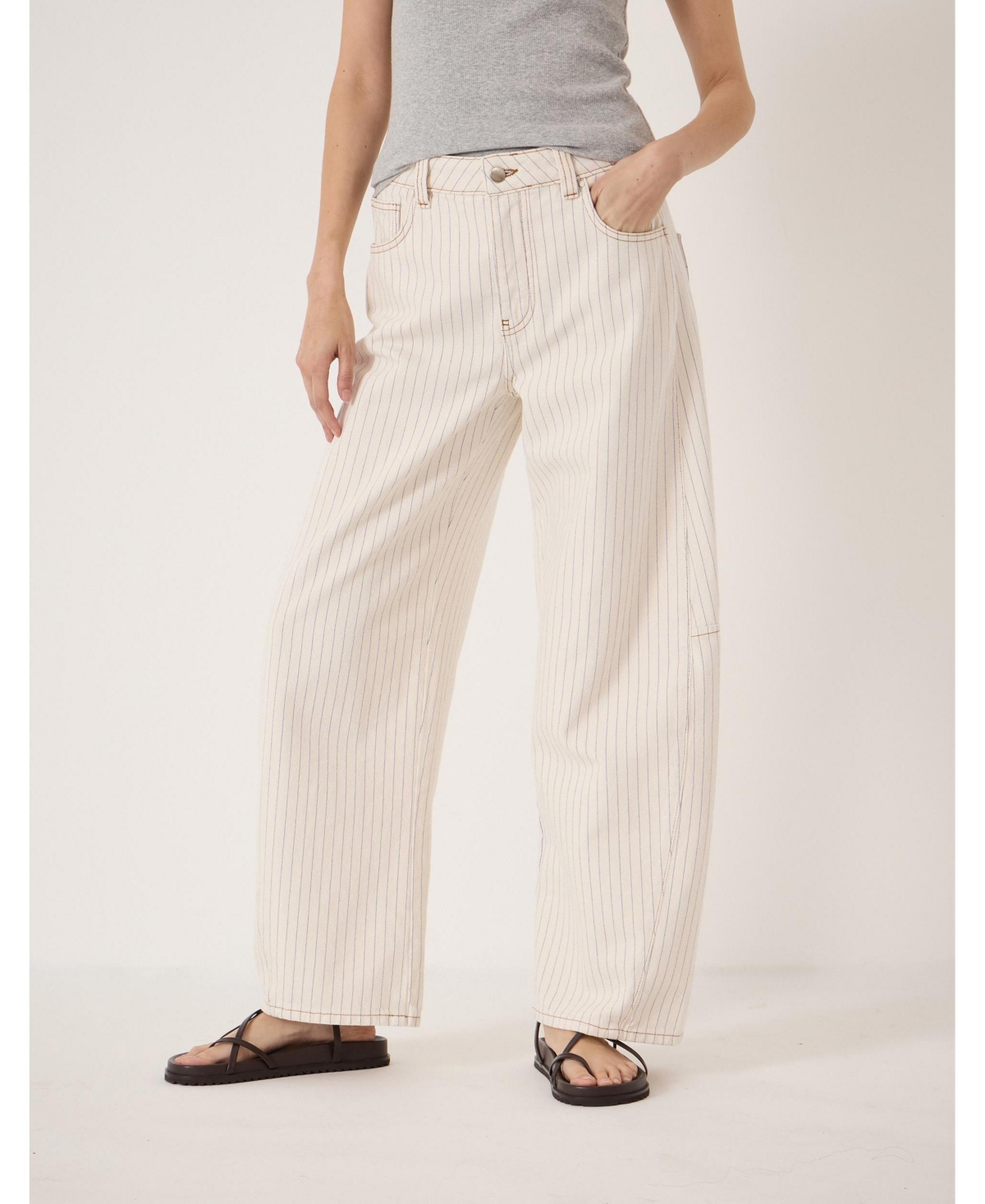 Click here for Hush Womens Bree Stripe Horseshoe Barrel Leg Jeans... prices