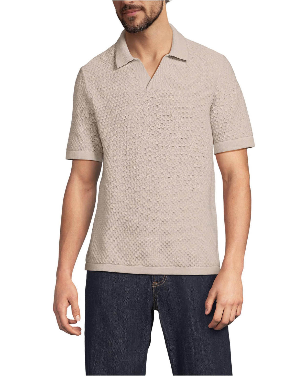 Click here for Lands End Mens Short Sleeve Johnny Collar Polo Shi... prices