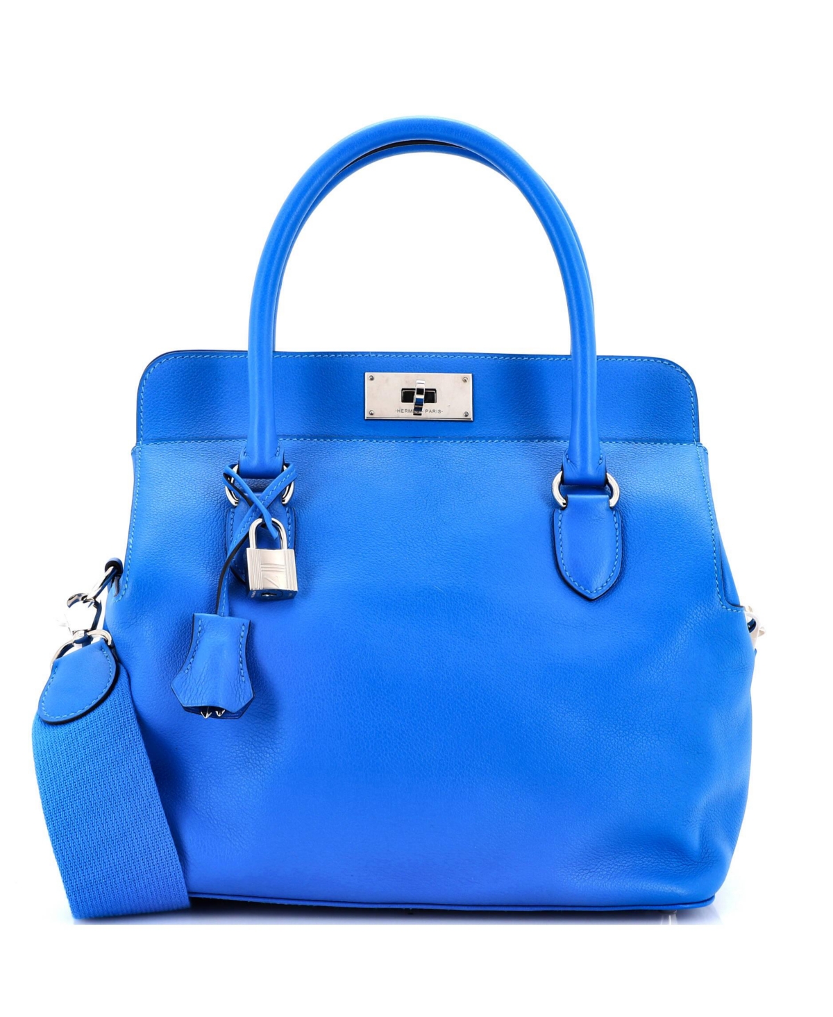 Click here for Pre-Owned HERMES 26 Toolbox Bag Evercolor - Blue prices