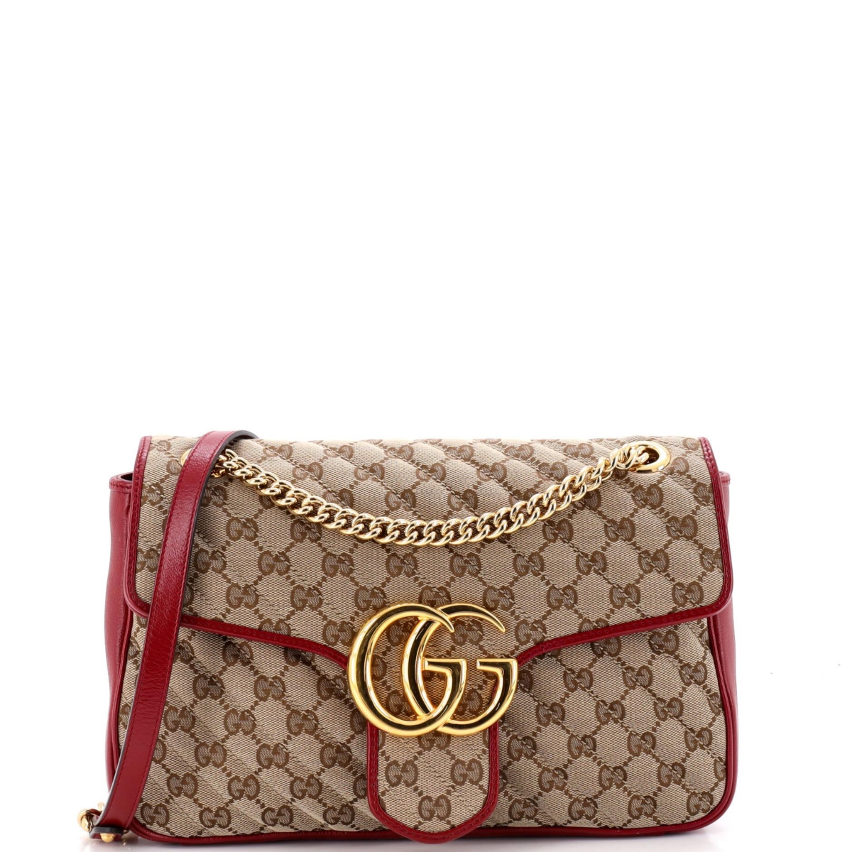 Click here for Pre-Owned Gucci Medium Gg Marmont Flap Bag Diagona... prices