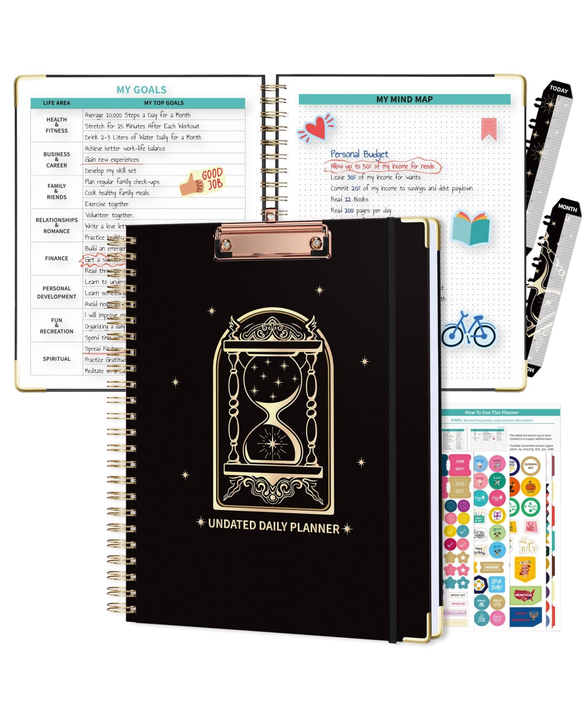 Click here for Gnuadz Spiral Planner Undated Daily Weekly Monthly... prices