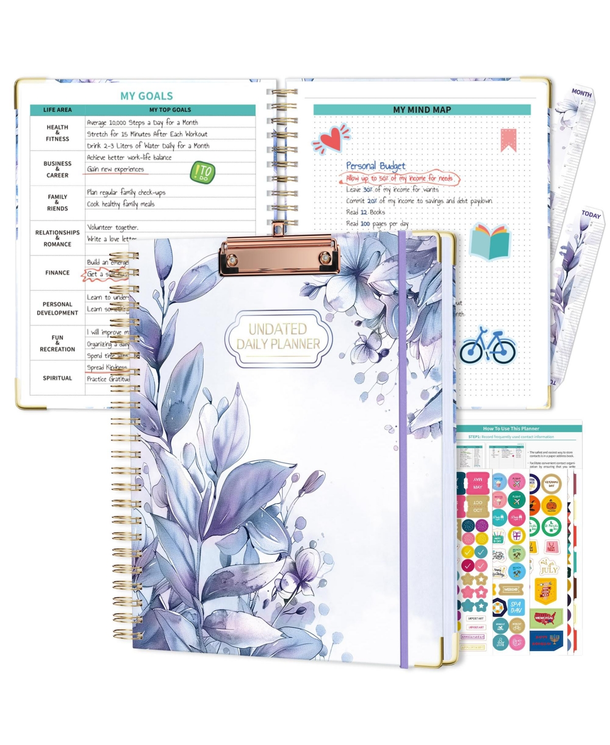 Click here for Gnuadz Spiral Planner Undated Daily Weekly Monthly... prices