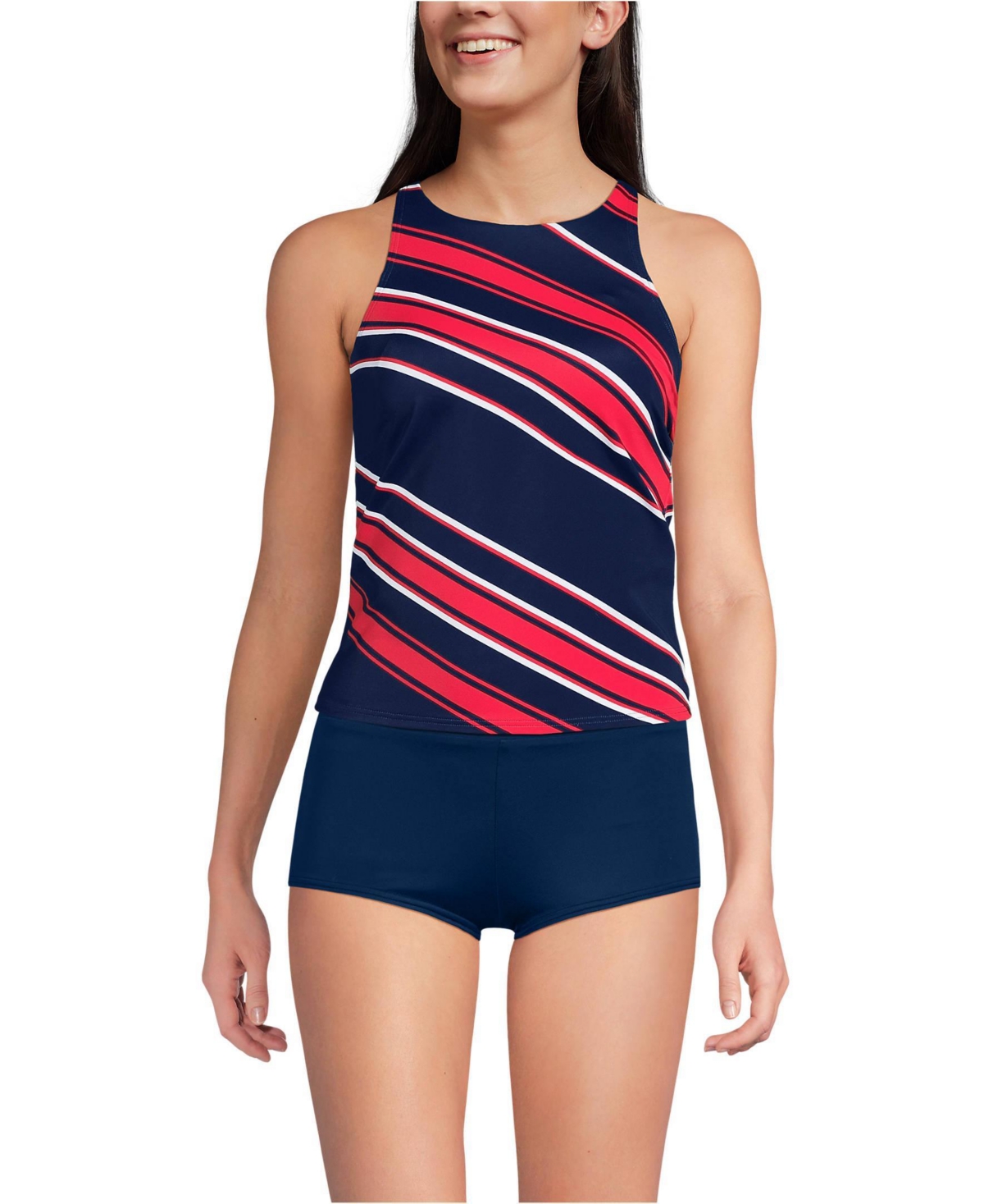 Click here for Lands End Womens Tugless High Neck Strappy Back Ta... prices