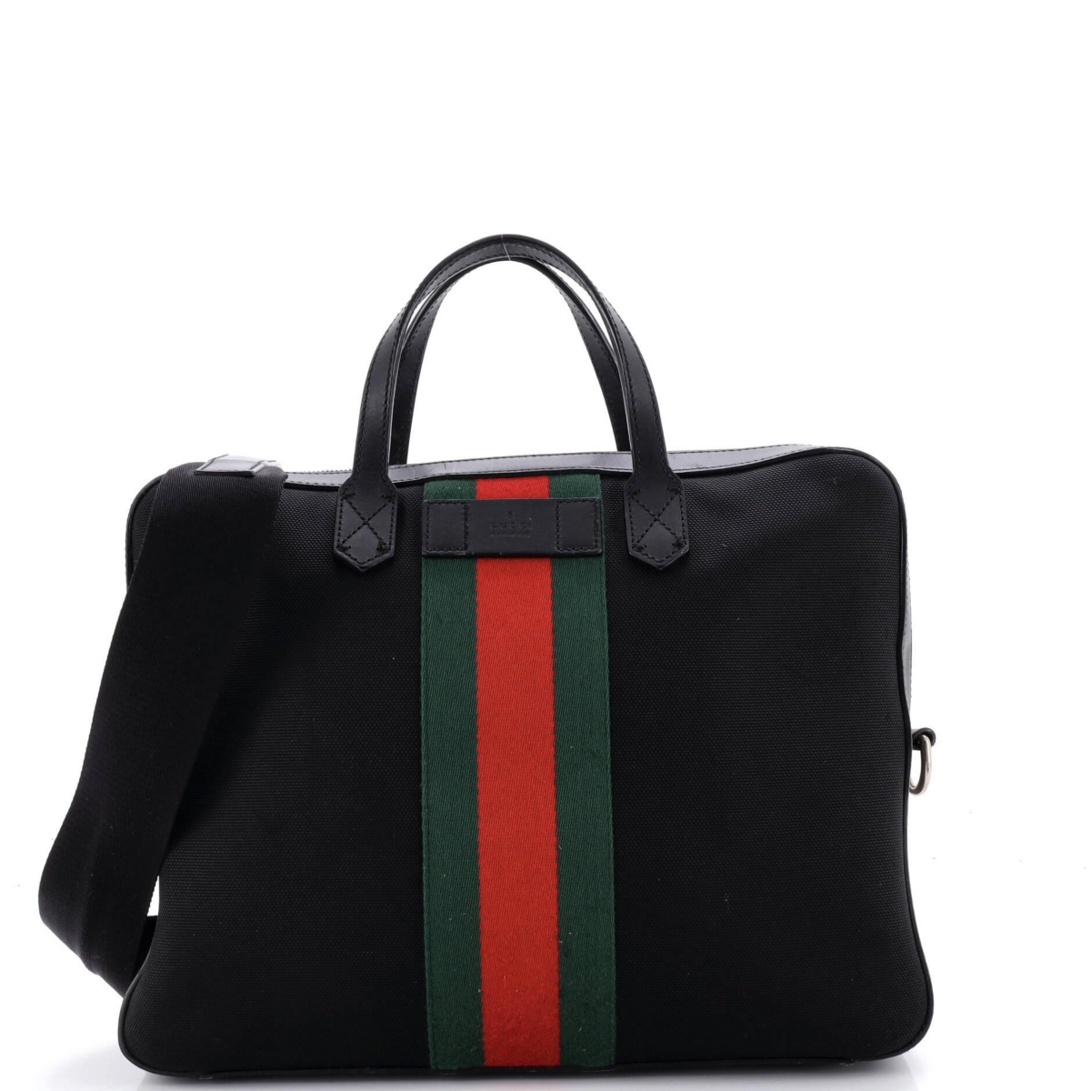 Click here for Pre-Owned Gucci Medium Web Zip Around Briefcase Te... prices