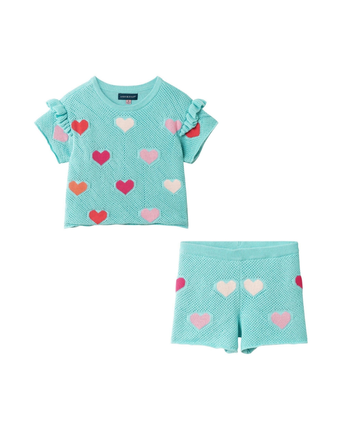 Click here for Andy & Evan Toddler Girls Hearts Crochet Set - Aqu... prices