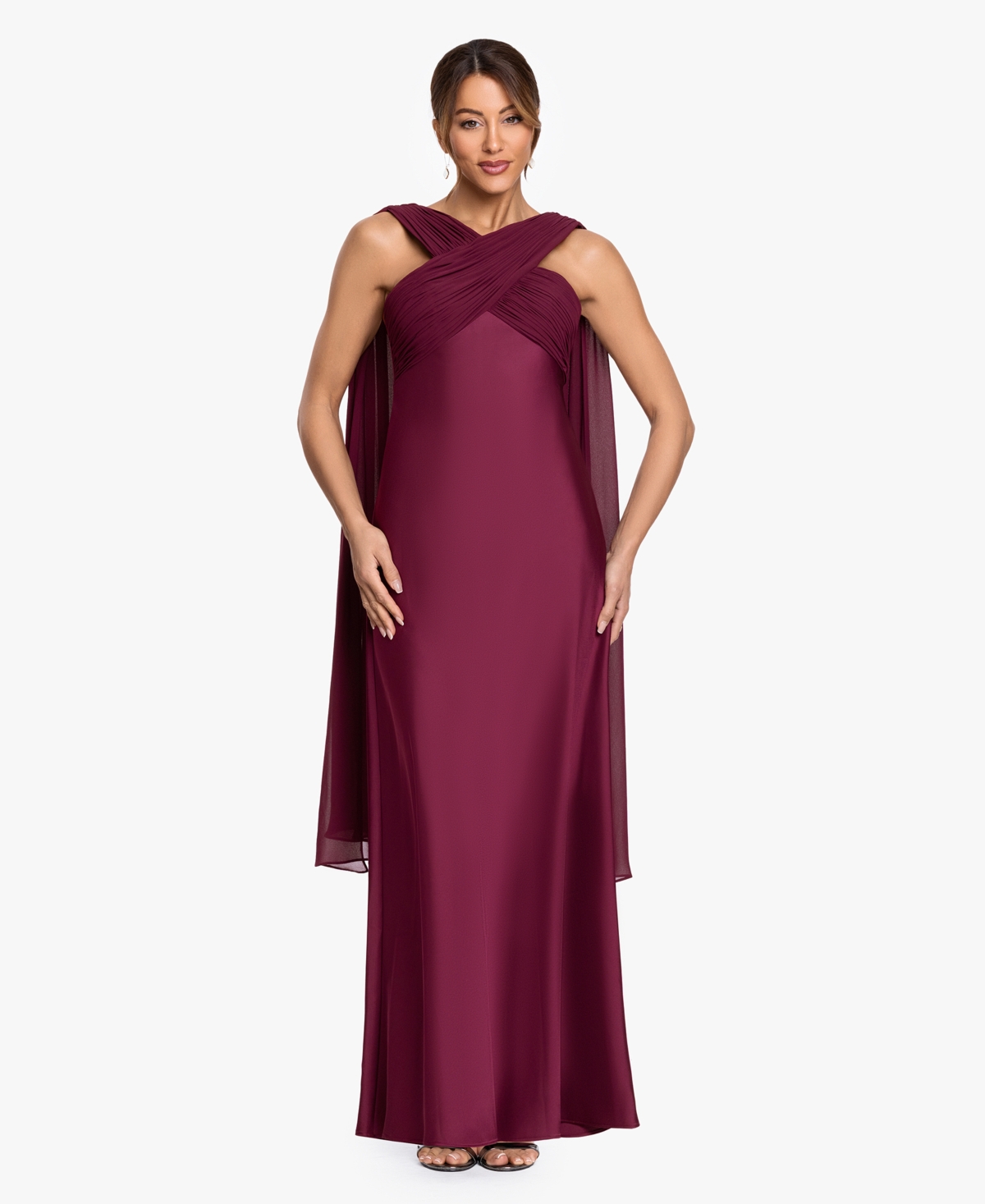 Click here for Betsy & Adam Petite Criss Cross Halter Neck Chiffo... prices