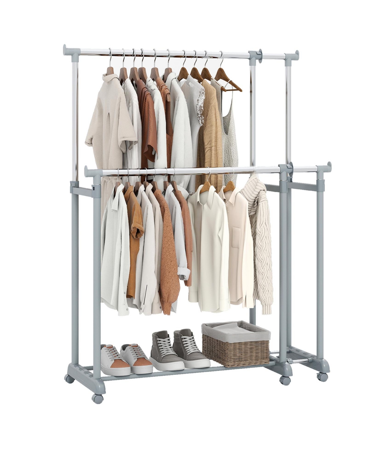 Click here for Gouun Adjustable Double Rod Garment Rack with Cast... prices