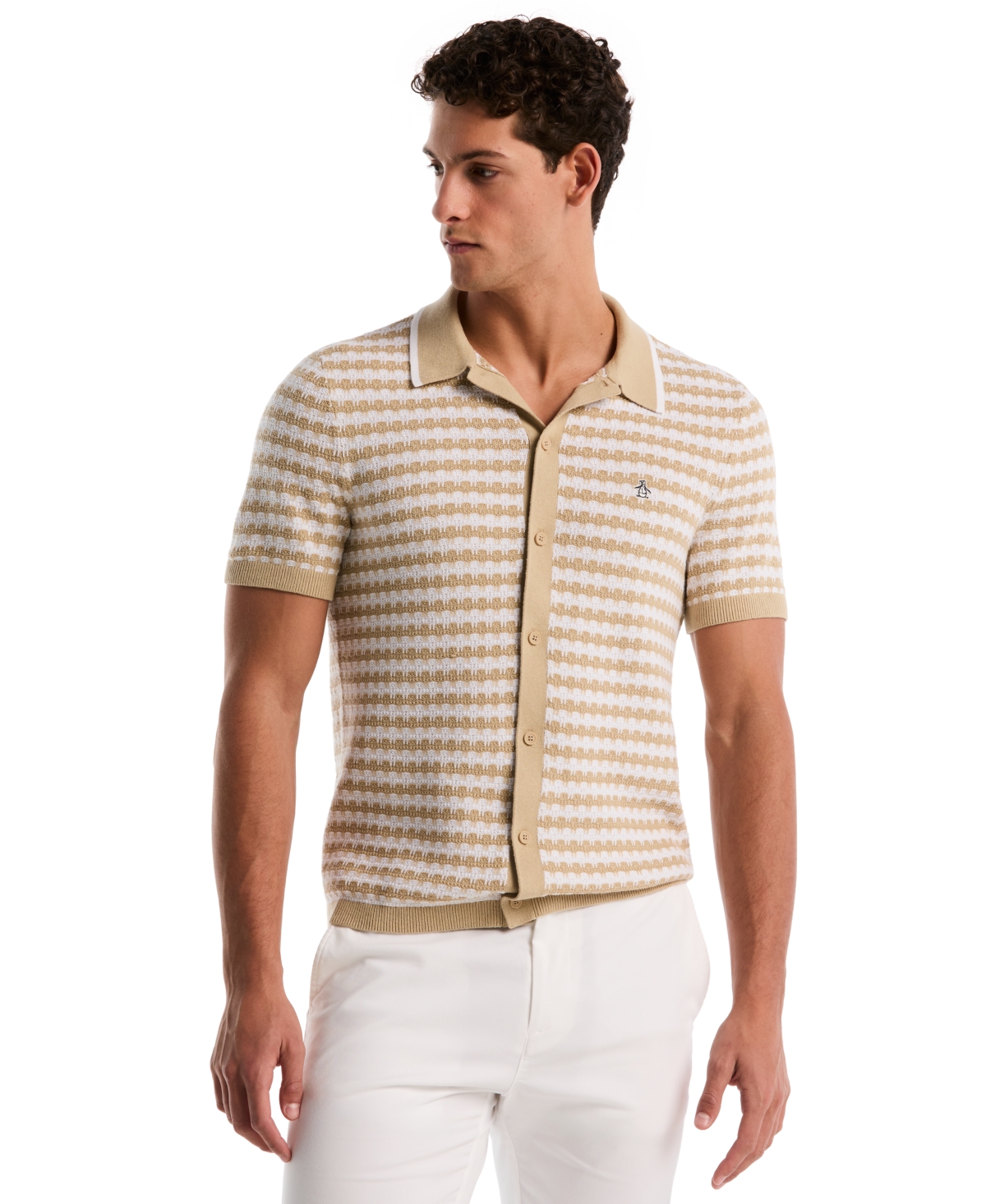 Click here for Original Penguin Mens Crochet Like Cotton Sweater... prices