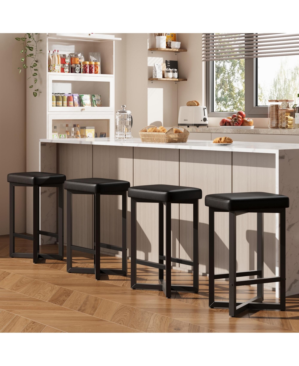 Click here for homfan 4 Set of Modern Backless Upholstered Bar St... prices