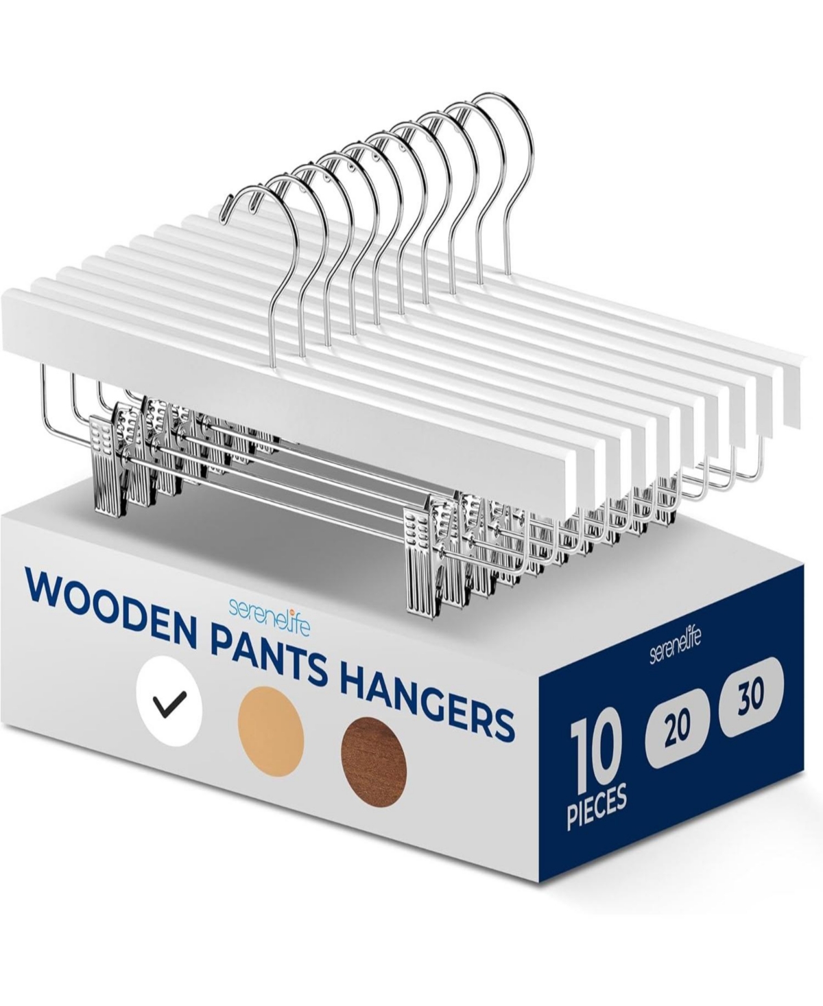 Click here for SereneLife 10 Pcs. Premium Wooden Pants Hangers -... prices