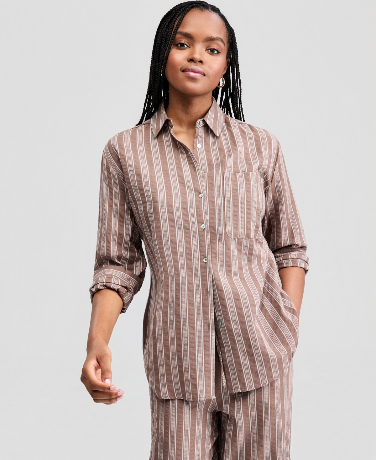Click here for And Now This Womens Oversized Striped Shirt  Macys... prices