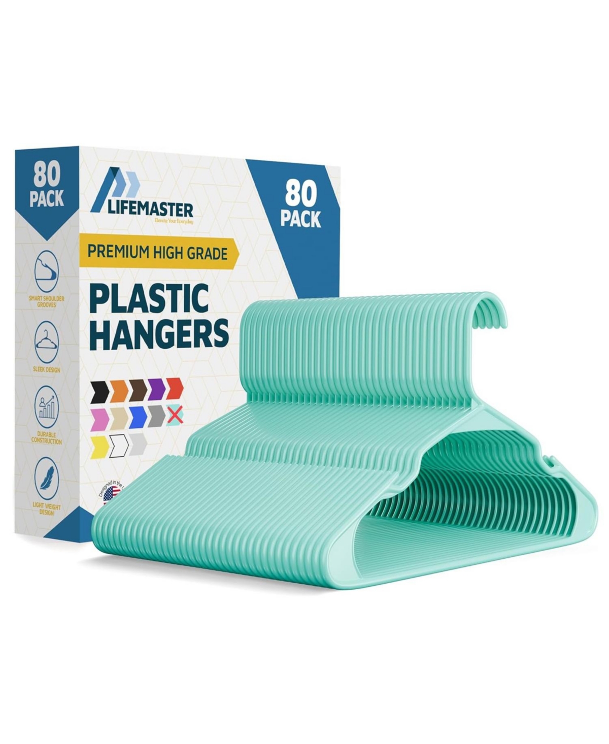 Click here for Lifemaster Heavy-duty aqua plastic hangers with no... prices