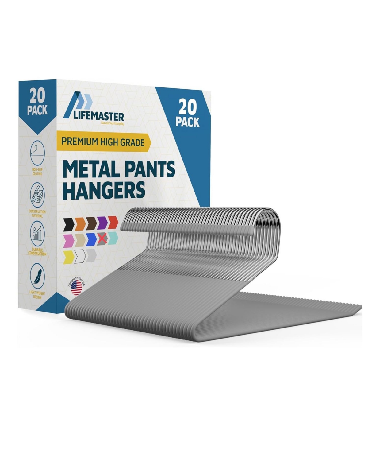 Click here for Lifemaster 20-Piece Metal Non-Slip Pants Hangers -... prices
