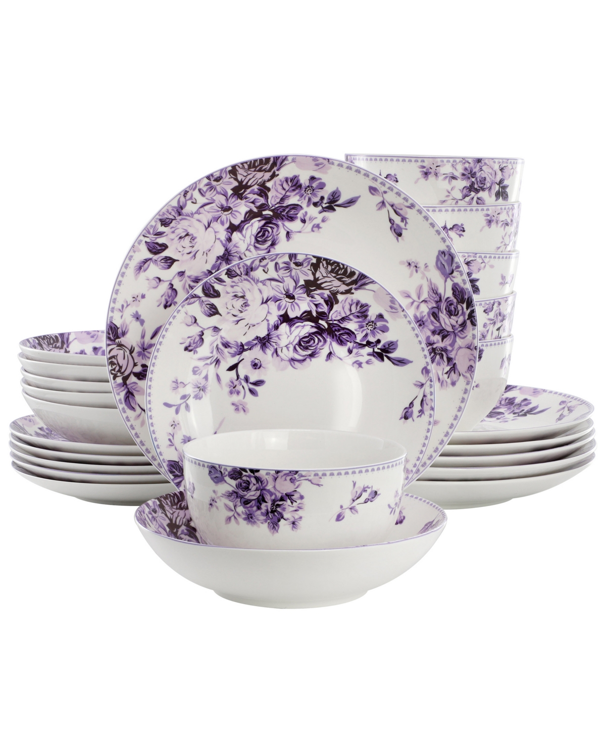 Click here for Elama Purple Rose 24-Piece Dinnerware Set  Service... prices