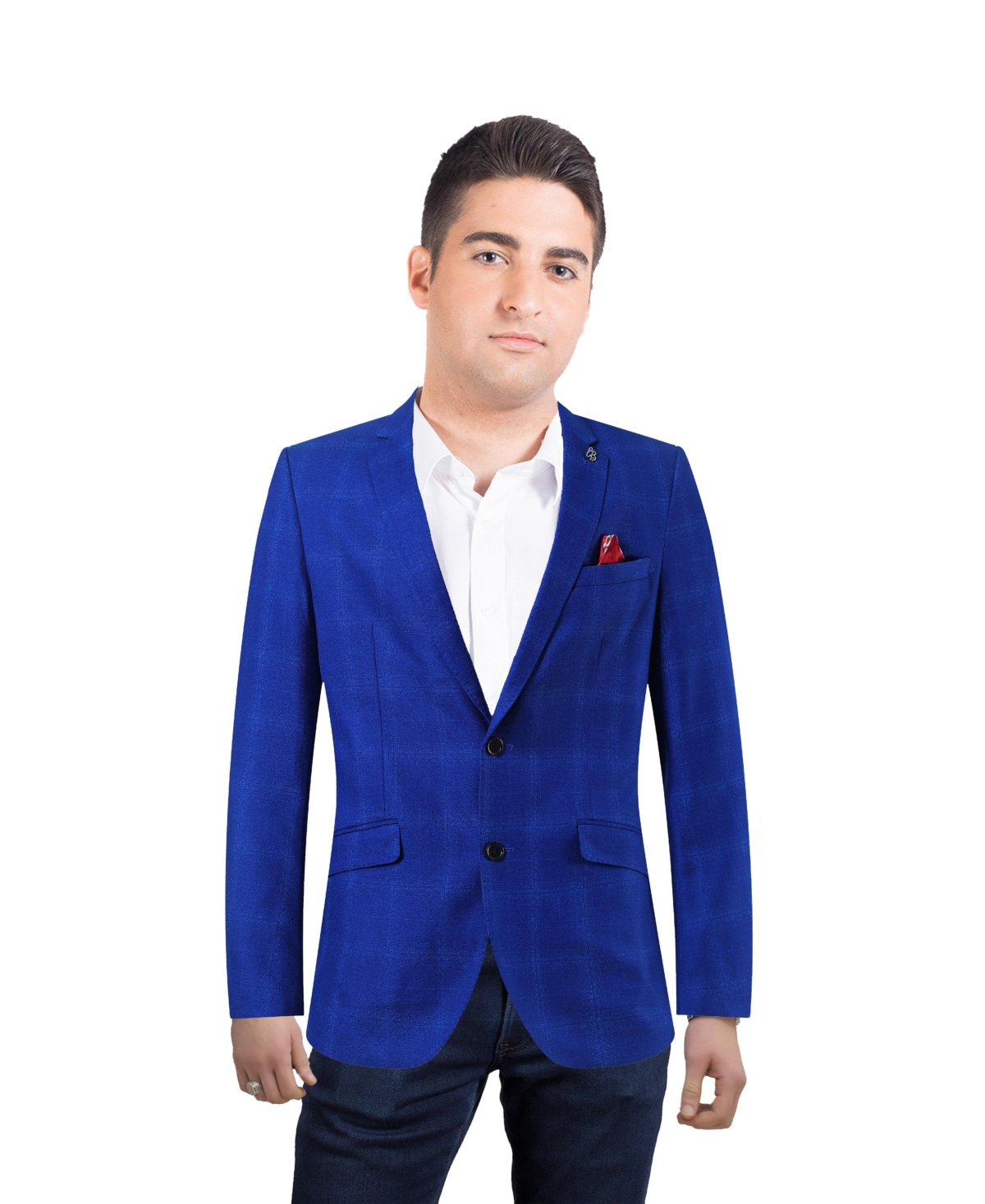 Click here for Elie Balleh Mens Slim Fit Royal Plaid Single Breas... prices