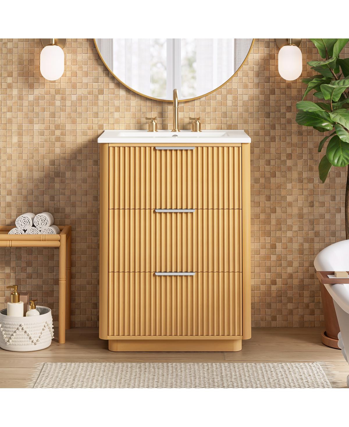 Click here for Sillysis 24 Inch Modern Bathroom Vanity with Ceram... prices