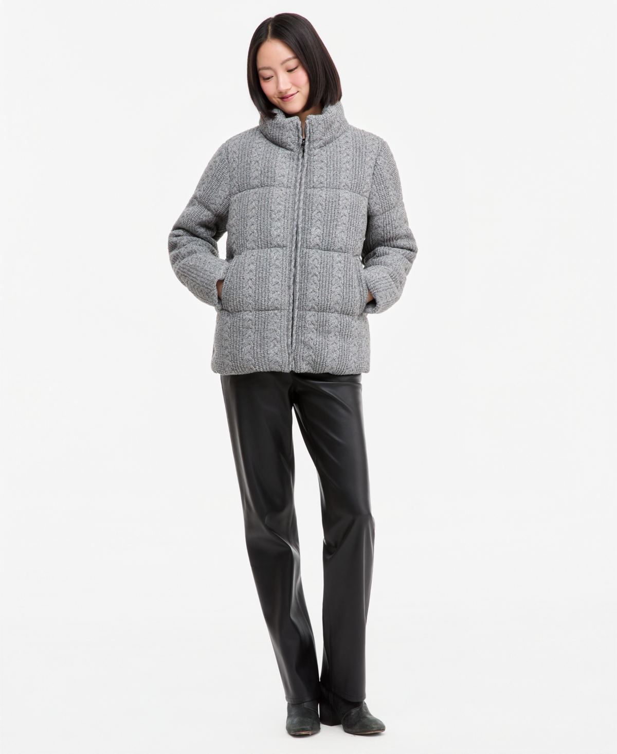 Click here for Calvin Klein Womens Cable-Knit Short Puffer Coat -... prices
