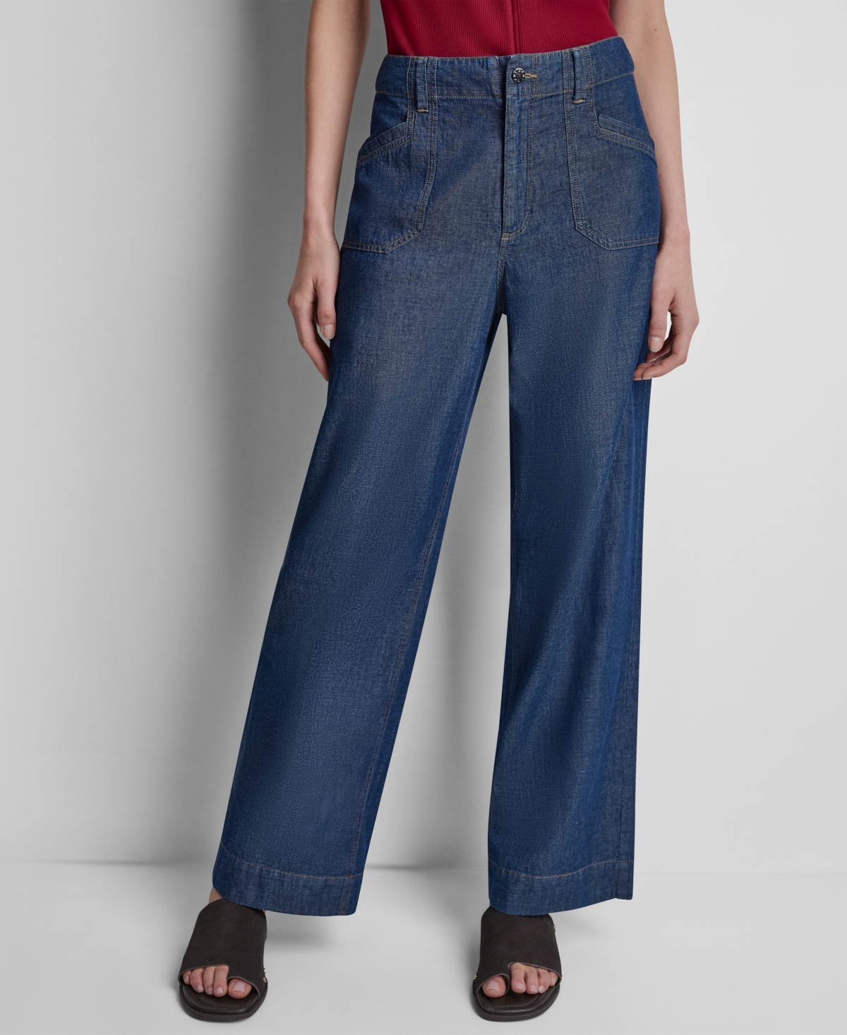 Click here for Dkny Womens Cotton Straight Leg Pants - Crosby Was... prices